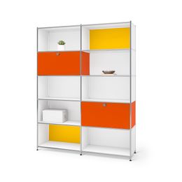 Tchibo - Hohes Regal Metall &raquo;Cn3&laquo; mit 2 Klappenf&auml;chern - 152x40x194,5cm - orange - Stahl / Aluminium / Kunststoff