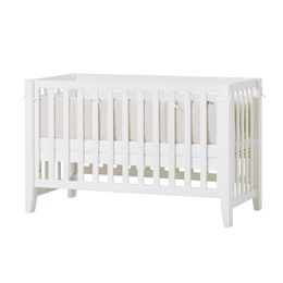 Hoppekids Babybett &raquo;Anton&laquo; - 129x69x81cm - wei&szlig; - Kiefernholz / Holz / Baumwolle