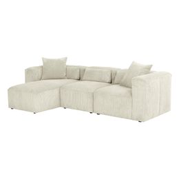 Tchibo - Ecksofa mit Longchair &raquo;Lenata&laquo; - 275x160x73cm - creme - Polyester / Holz / Eichenholz