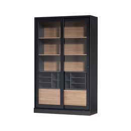 Tchibo - Woood Vitrine &raquo;James&laquo; aus Kiefernholz - 125x47x200cm - schwarz - Holz / Glas