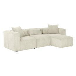 Tchibo - Ecksofa mit Longchair &raquo;Lenata&laquo; - 275x160x73cm - creme - Polyester / Holz / Eichenholz