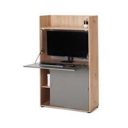 Tchibo - B&uuml;roschrank mit Arbeitsfl&auml;che - 90x40x154cm - braun - Holz / Metall / Kunststoff