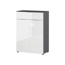 Germania-Schuhschrank &raquo;GW-Rimini&laquo; - 75x40x107cm - wei&szlig; - Holz / Glas
