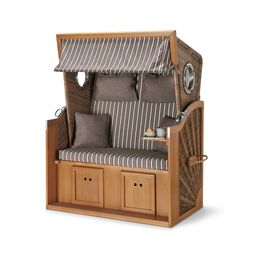 Tchibo - Premium-Strandkorb XL mit Ausklapptisch - 131,5x208,5x170,5cm - anthrazit - Eukalyptus-Massivholz / Polyethylen / Polyester