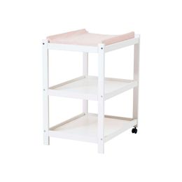 Hoppekids Wickeltisch &raquo;Ida-Marie&laquo; mit Auflage und Vorhang - 56x73x84cm - wei&szlig; - Kiefernholz / Holz / Schaumstoff