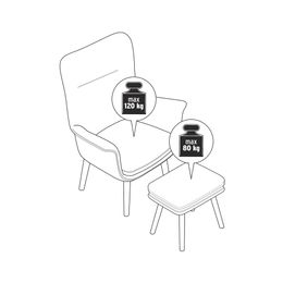 Tchibo - Sessel mit Fu&szlig;hocker - 73x81x102cm - braun -