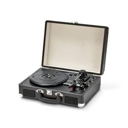 Tchibo - Tragbarer Retro-Plattenspieler mit Bluetooth -Funktion - silber