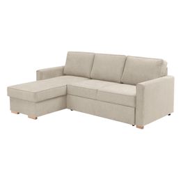 Tchibo - Ecksofa mit Auszugsbett &raquo;NovaLounge&laquo; - 229x160x92cm - beige - Polyester / Holz / Buchenholz