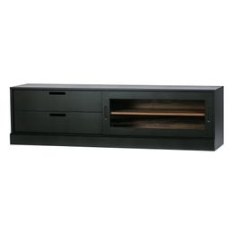 Tchibo - Lowboard &raquo;James&laquo; mit Schiebet&uuml;r - 180x42x50cm - dunkelbraun - Holz / Glas