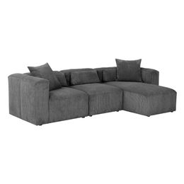 Tchibo - Ecksofa mit Longchair &raquo;Lenata&laquo; - 275x160x73cm - anthrazit - Polyester / Holz / Eichenholz