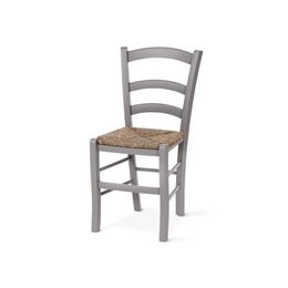 Tchibo - Stuhl mit geflochtener Sitzfl&auml;che - 40,5x51x87cm - grau - Buchenholz