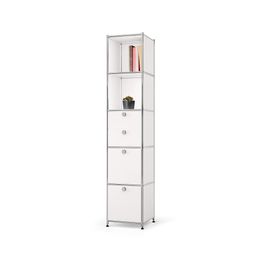 Tchibo - Regal Metall &raquo;Cn3&laquo; mit 2 Klappenf&auml;chern und 2 Schubladen - 40x40x195cm - chrom - Stahl / Stahl / Aluminium