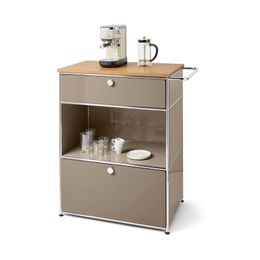 Tchibo - Kaffee-Kommode Metall &raquo;Cn3&laquo; mit 2 Schubladen - 89x52,5x102cm - hellbraun - Stahl / Aluminium / Kunststoff