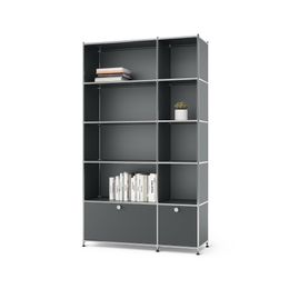 Tchibo - Regal Metall &raquo;Cn3&laquo; mit 2 Klappenf&auml;chern - 115x40x195cm - chrom - Stahl / Stahl / Aluminium