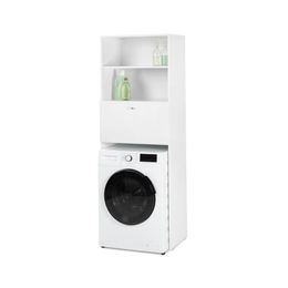 Tchibo - Waschmachinenschrank mit aufklappbarer Arbeitsfl&auml;che - 65x47x182,5cm - silber - Holz / Metall