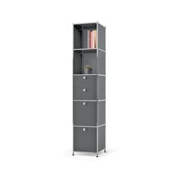 Tchibo - Regal Metall &raquo;Cn3&laquo; mit 2 Klappenf&auml;chern und 2 Schubladen - 40x40x195cm - chrom - Stahl / Stahl / Aluminium