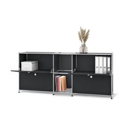 Tchibo - Sideboard Metall &raquo;Cn3&laquo; mit 4 Klappenf&auml;chern - 190x40x82,5cm - schwarz - Stahl / Aluminium / Kunststoff