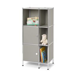 Tchibo - Regal Metall &raquo;Cn3 Kids&laquo; mit 2 T&uuml;ren - 60x40x127cm - hellgrau - Stahl / Kunststoff / Kunststoff