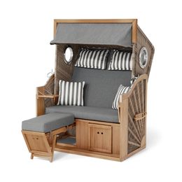 Tchibo - Premium-Strandkorb XL mit 2 Ausklapptischen - 131x155x76cm - anthrazit - Eukalyptus-Massivholz / Polyethylen / Polypropylen