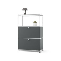 Tchibo - Kommode Metall &raquo;Cn3&laquo; mit 2 Klappf&auml;chern - 77x40x120,5cm - chrom - Stahl / Stahl / Glas