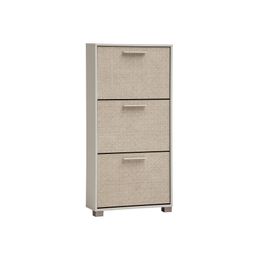 Tchibo - Schuhschrank &raquo;Edno&laquo; cremebeige mit Canasta-Dekor - 59,8x19,5x124cm - beige - Holz / Kunststoff / Metall