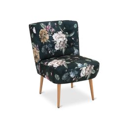 Tchibo - Cocktailsessel &raquo;Fiona&laquo; im Bl&uuml;tendesign - 58x68x78cm - anthrazit - Holz / Polyester / Buchenholz