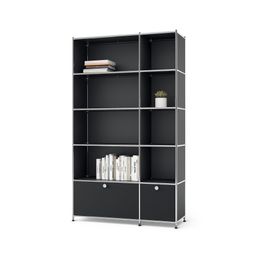 Tchibo - Regal Metall &raquo;Cn3&laquo; mit 2 Klappenf&auml;chern - 115x40x195cm - schwarz - Stahl / Stahl / Aluminium