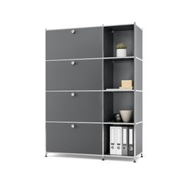 Tchibo - Regal Metall &raquo;Cn3&laquo; mit 4 Klappenf&auml;chern - 115x40x158,5cm - chrom - Stahl / Stahl / Aluminium