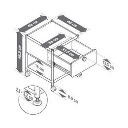 Tchibo - Beistelltisch mit Schublade Metall &raquo;Cn3&laquo; - 40x40x46,5cm - chrom -