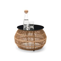 Tchibo - Design-Beistelltisch mit Polyrattangeflecht - 60x61x38,5cm - schwarz - Stahl / Polyethylen / Glas
