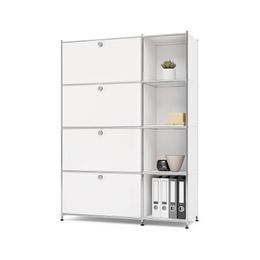Tchibo - Regal Metall &raquo;Cn3&laquo; mit 4 Klappenf&auml;chern - 115x40x158,5cm - chrom - Stahl / Stahl / Aluminium