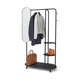 Tchibo - Standgarderobe auf Rollen mit gro&szlig;em Spiegel - 113x45x187cm - schwarz - Stahl / Glas