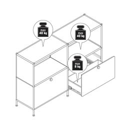 Tchibo - Sideboard Metall &raquo;Cn3 Kids&laquo; mit 2 Schubladen - 152x40x89,5cm - chrom -