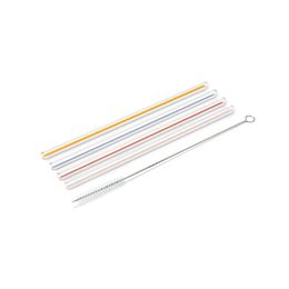 Tchibo - 4 Glas-Trinkhalme - silber