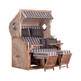 Tchibo - Strandkorb mit 2 Schwenktischen - 135x90x175cm - grau - Akazienholz / Edelstahl / Polyester