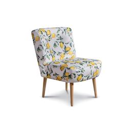 Tchibo - Cocktailsessel &raquo;Fiona&laquo; mit Zitronen-Print - 58x68x78cm - braun - Polyester / Holz / Buchenholz