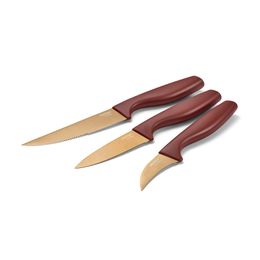 Tchibo - 3 K&uuml;chenmesser - dunkelrot