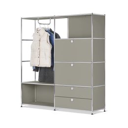 Tchibo - Garderobe Metall &raquo;Cn3&laquo; mit 2 Klappenf&auml;chern und 2 Schubladen - 152x40x158,5cm - hellgrau - Stahl / Aluminium / Kunststoff