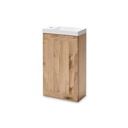 Tchibo - G&auml;stewaschbecken mit Unterschrank - 40x22x69cm - braun - Holz / Eichenholz / Eichenholz