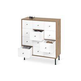 Tchibo - Kommode mit 12 Schubladen - 82x35x95,5cm - schwarz - Holz / Aluminium / Stahl