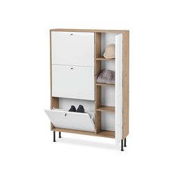 Tchibo - Schmaler Schuh-und-Garderobenschrank - 90,2x20,1x133,4cm - schwarz - Holz / Aluminium / Stahl