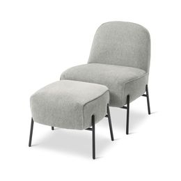 Tchibo - Sessel mit Fu&szlig;hocker - 67x78x77,5cm - hellgrau - Polyester / Metall