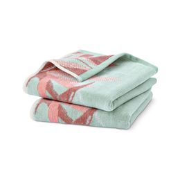 Tchibo - 2 Velours-Handt&uuml;cher im Tropic-Design - t&uuml;rkis