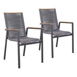 DeVries Gartenst&uuml;hle - 55x66x87cm - anthrazit - Aluminium / Holz