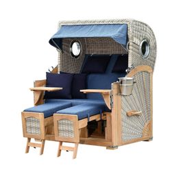 DeVries Strandkorb - 140x161x160cm - silber - Holz / Polyethylen / Polyurethan