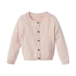 Tchibo - Baumwoll-Strickjacke - M&auml;dchen - Gr. 110/116 - rosa/jacquard