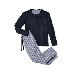 Tchibo - Pyjama mit gewebter Hose - Herren - Gr. XL - dunkelblau/gestreift
