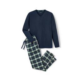 Tchibo - Pyjama mit Flanellhose - Herren - Gr. S - dunkelblau/kariert