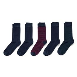 Tchibo - 5 Paar Socken - Herren - Gr. 41-43 - dunkelblau/gestreift