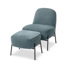 Tchibo - Sessel mit Fu&szlig;hocker - 67x78x77,5cm - schwarz - Polyester / Metall
